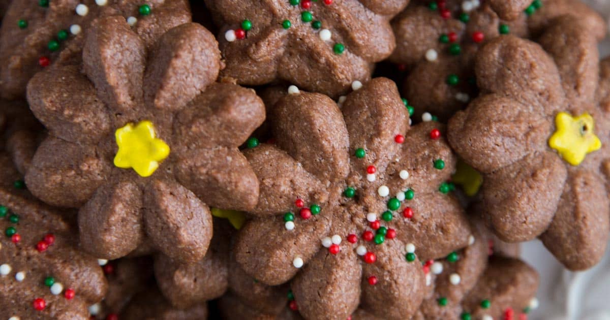 Chocolate Spritz Cookies - Wild Wild Whisk