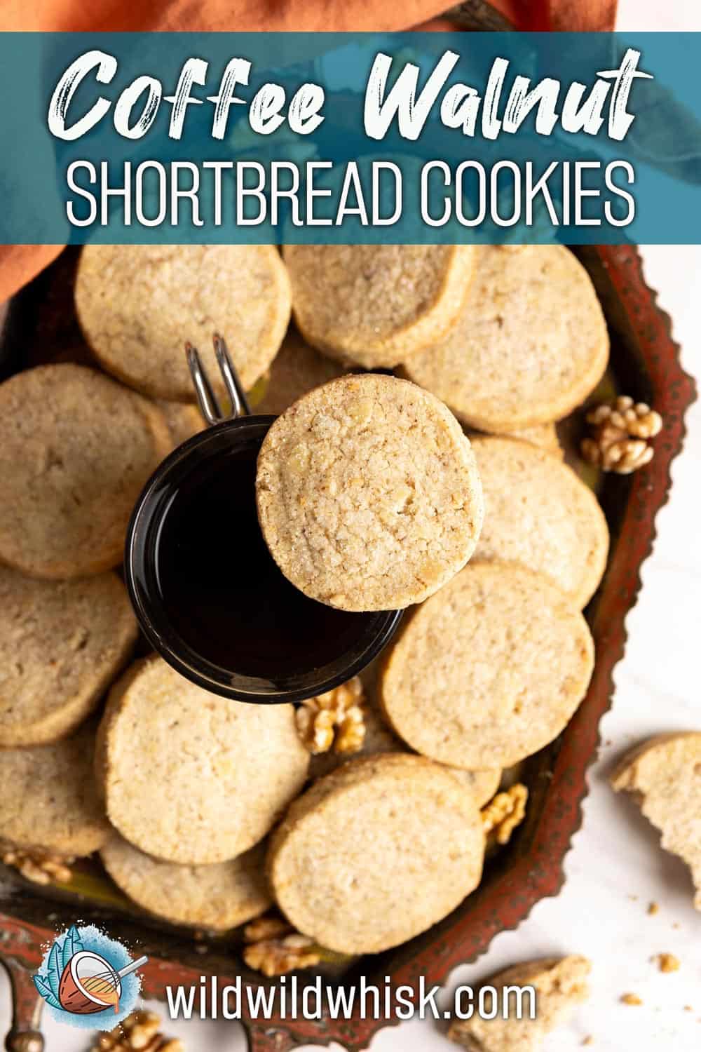 Coffee Walnut Shortbread Cookies - Wild Wild Whisk