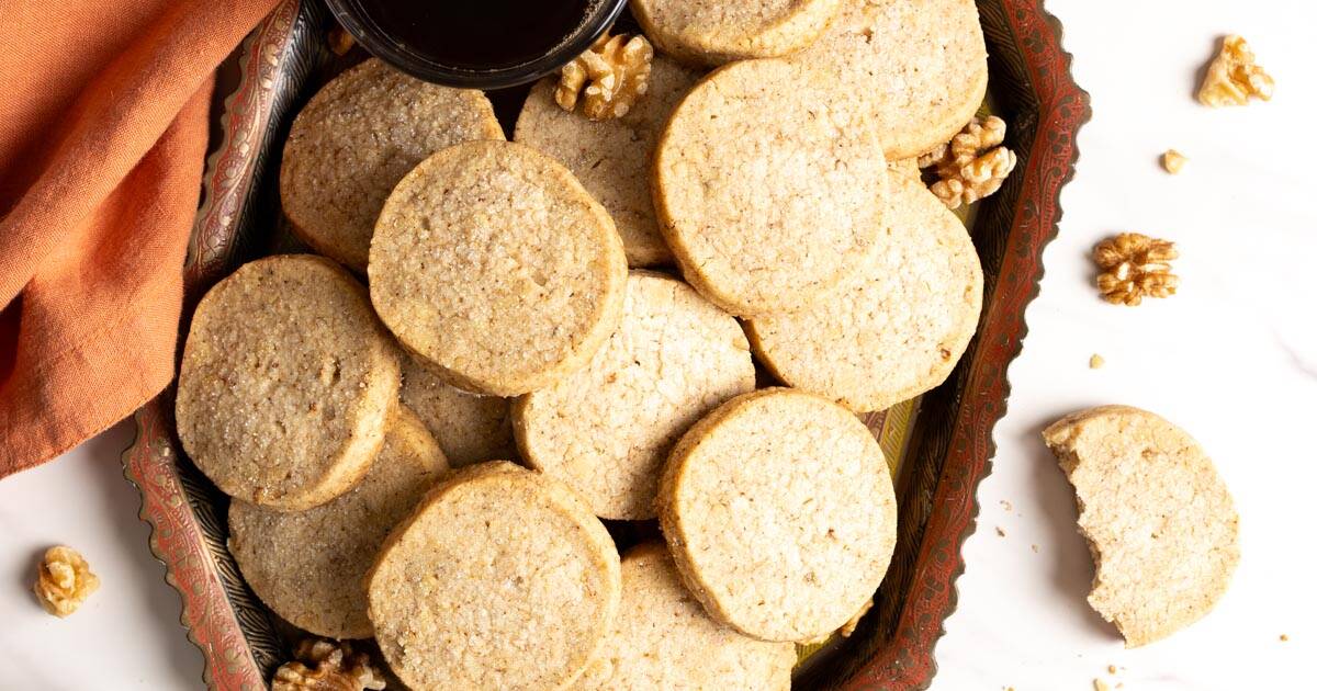 Coffee Walnut Shortbread Cookies - Wild Wild Whisk